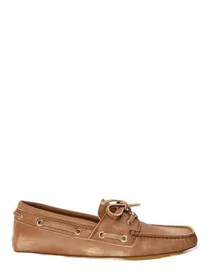 Gucci Gucci Brown Leather Lace-Up Boat Shoes Brown