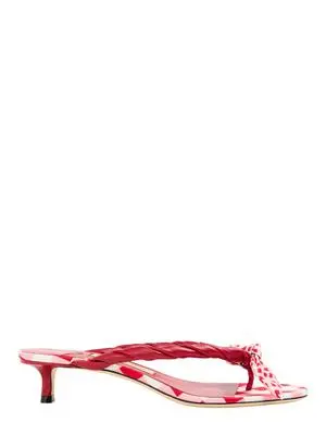 JIMMY CHOO Braided Thong Flip Flops With Bow Detailing - Red