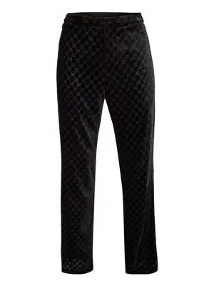 Gucci Velvet Monogram Straight Leg Trousers - Black