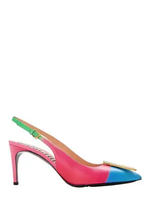 Moschino Detailed High-heeled Slingback Sandals - Multicolor