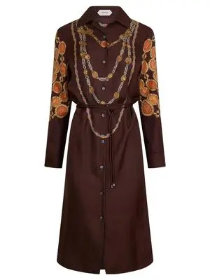 VERSACE Versace Printed Long-Sleeve Silk Shirt Dress