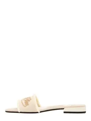 JIMMY CHOO Embroidered Flat Sandals - White