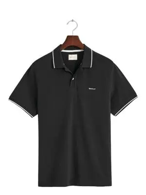 Gant Logo Short Sleeve Polo Shirt - Black
