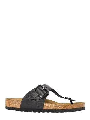 BIRKENSTOCK Leather Thong Slippers With Buckle Detail - Black