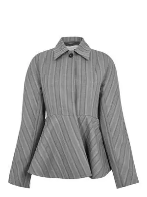 Stella McCartney Cropped Shirt With Flared Hem Gray