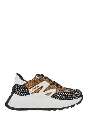 Steve Madden Embellished Platform Low Top Sneakers - White