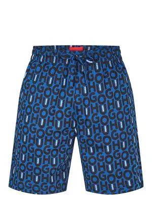 Hugo Boss All-over Logo Casual Shorts - Blue