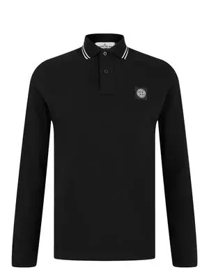 Stone Island Logo Patch Polo Shirt - Black