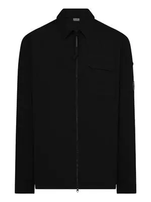 C.P. COMPANY Gabardine Lens Cotton Long Sleeve Overshirt - Black
