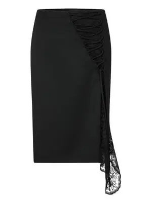 Alexander McQueen Midi Pencil Skirt With Lace Detailing - Black