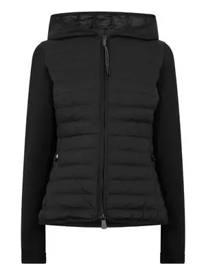 Moncler Zip-up Hooded Quilted Jacket With Logo Detail - Black