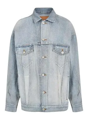 BALENCIAGA Balenciaga Distressed Logo Denim Jacket