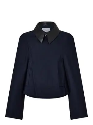 Givenchy Cropped Tailored Jacket With Leather Collar - Black
