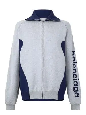 Balenciaga Color Block Zip-up Track Jacket - Gray