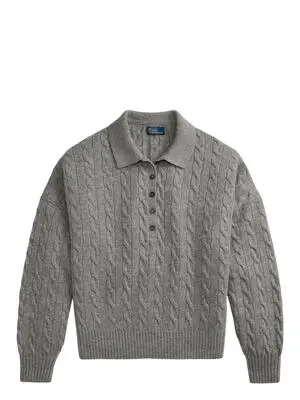 Polo Ralph Lauren Knitted Long Sleeve Polo Shirt - Gray