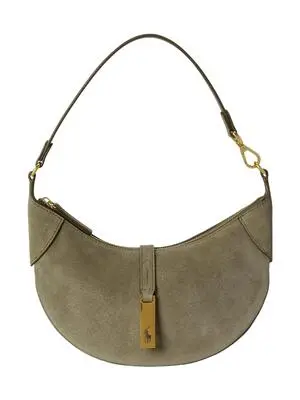 Polo Ralph Lauren Polo Ralph Lauren Suede Shoulder Bag With Gold Tone Hardware Green