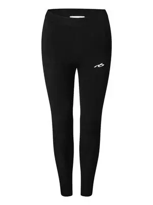 Balenciaga Ribbed Leggings With Logo Detail - Black