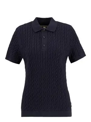 Barbour Classic Short Sleeve Cable Knit Polo - Black