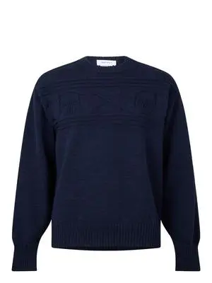 Alexander McQueen Crew Neck Knit Sweater With Textured Embossed Graphic - Black