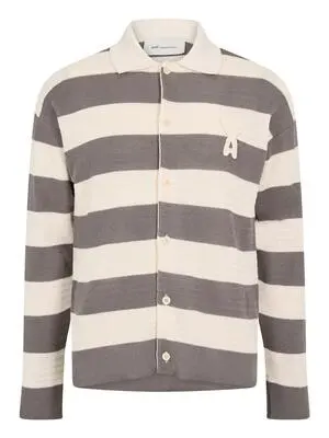AMI Ami Paris Striped Knit Cardigan With Applique