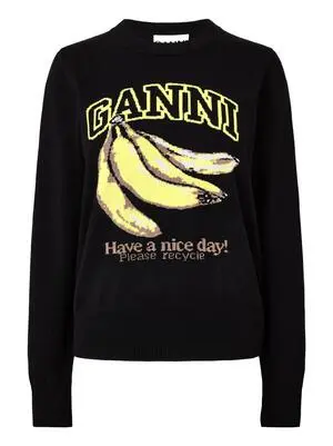 GANNI Graphic Crew Neck Sweatshirt - Black
