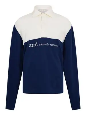 AMI Paris Comfortable And Versatile Long-sleeve Polo Shirt - Blue