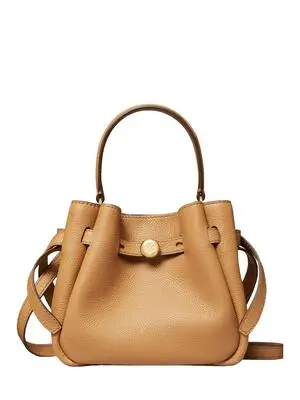 Tory Burch Mini Bucket Bag With Gold Tone Clasp - Brown
