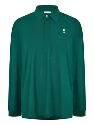 AMI Paris Long-sleeve Simple Polo Shirt - Green