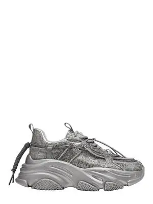 Steve Madden Embellished Glitter Dad Sneakers - Gray