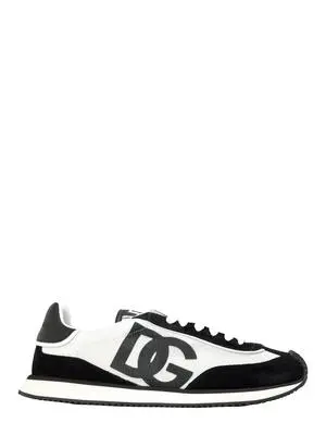 Dolce & Gabbana Color-blocked Suede And Mesh Sneakers - Black