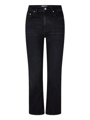 GANNI Betzy Cropped Straight Leg Jeans - Black