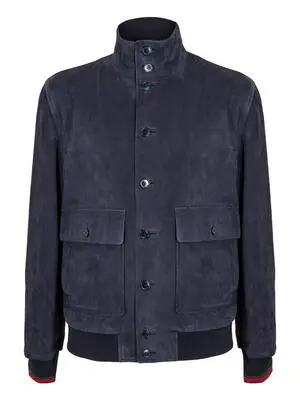 Gucci Gucci Oversized Suede Bomber Jacket Black