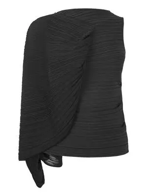 Balmain Pleated One-sleeve Top - Black