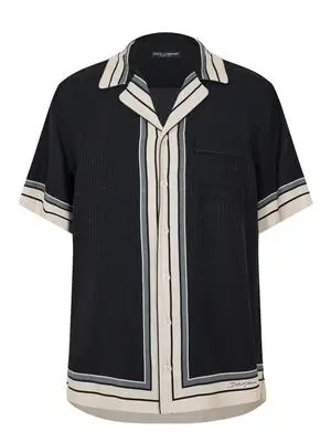 Dolce & Gabbana Vertical Striped Short Sleeve Shirt - Black