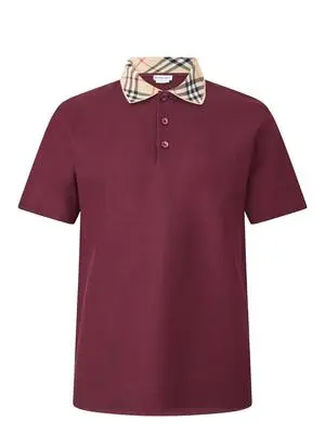 Burberry Classic Plaid Collar Polo Shirt Red