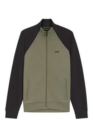 Hugo Boss Hugo Boss Two-Tone Raglan Sleeve Bomber Sweat Jacket Green