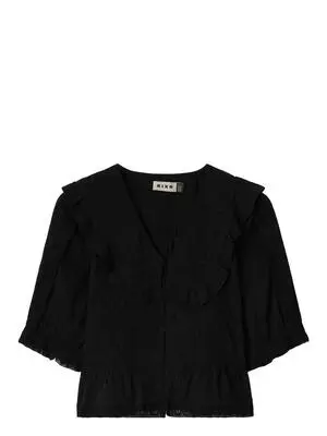 Rixo RIXO Ellery Short Sleeve Blouse Black