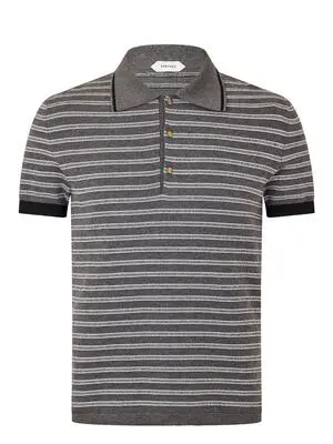 Versace Striped Polo Shirt - Black