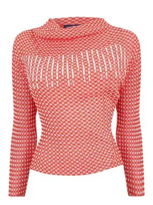 JEAN PAUL GAULTIER Long Sleeve Plaid T-shirt - Red