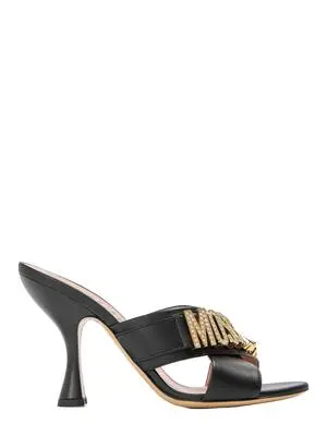 Moschino Moschino Embellished Logo High Heel Mules Black