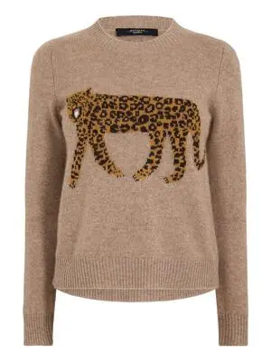 Max Mara Animal Print Crew Neck Sweater - Brown