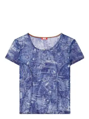 DIESEL® Diesel Fitted Cropped Short Sleeve Top