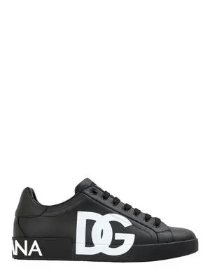 Dolce & Gabbana Printed Logo Low Top Sneakers - Black
