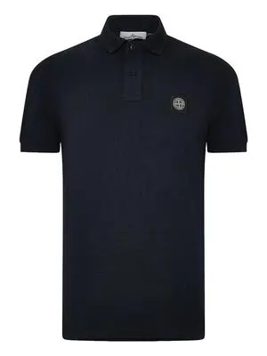 Stone Island Cotton Compass Logo Polo Shirt - Black