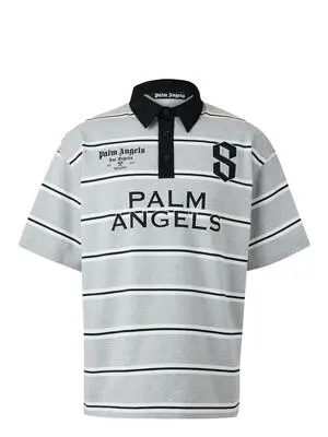 Palm Angels Striped Short-sleeve Polo Shirt - Gray