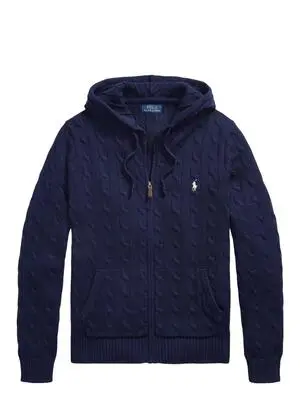 Polo Ralph Lauren Cable Knit Zip-up Hoodie - Black