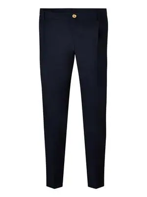 DOLCE & GABBANA Dolce & Gabbana Navy Cropped Slim-Fit Dress Pants With Gold Buttons