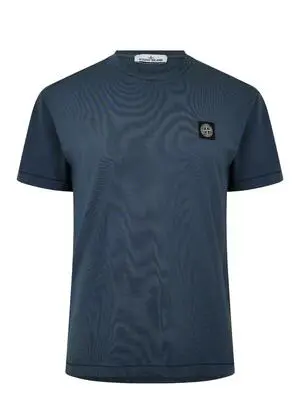 Stone Island Cotton Compass Logo Patch T-Shirt Blue