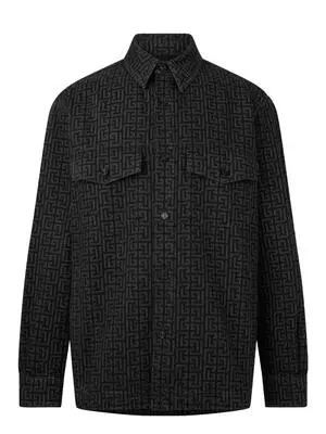 Balmain Monogram Print Button-up Shirt - Black