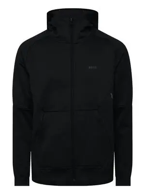 Hugo Boss Performance Hooded Sweat Jacket With Logo Detail - Black